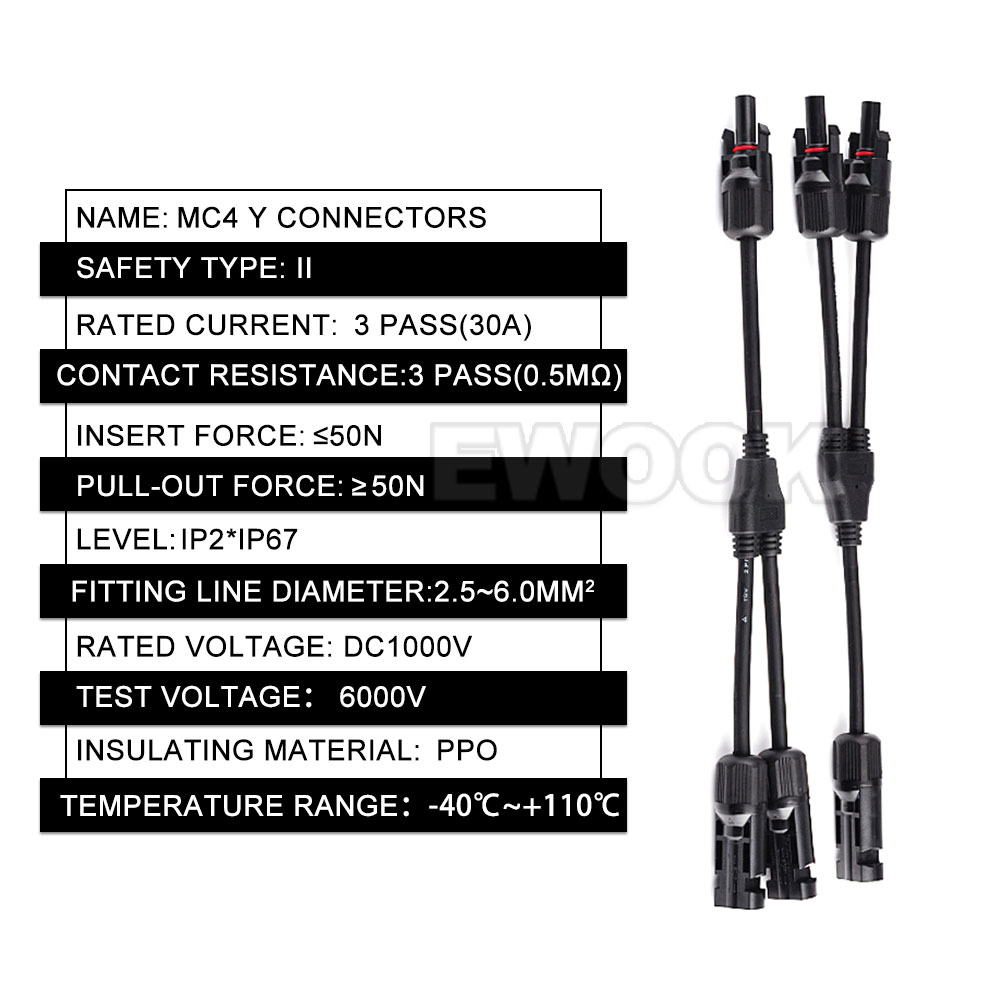 MC4 Y Branch Connectors Cable Solar Panel Cables Connector MC4 Cable ...