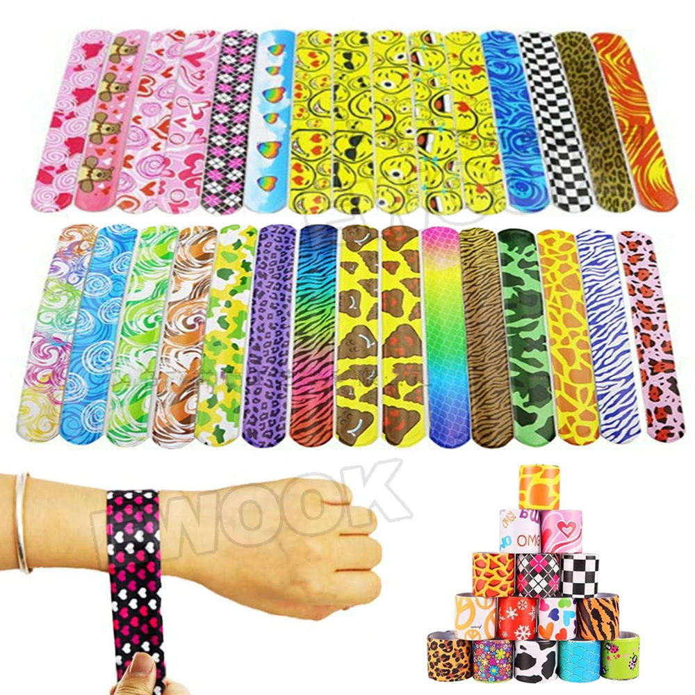 30PCS Mixed Wrist Snap Slap Bands Kids Party Favor Novelty Toys Play ...